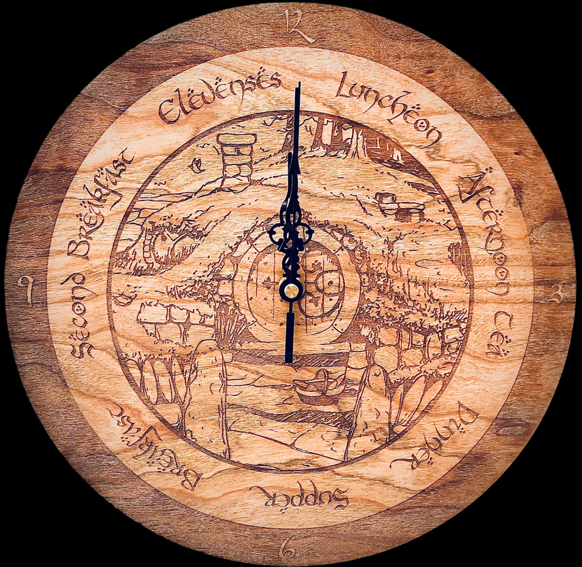 Shire Hobbit Clock in cherry wood – WoodLeon